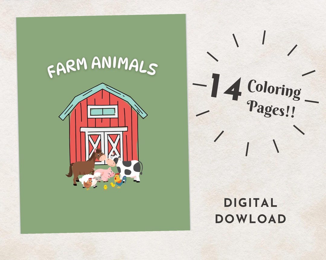 Simple Farm Animals Coloring Sheets - Etsy