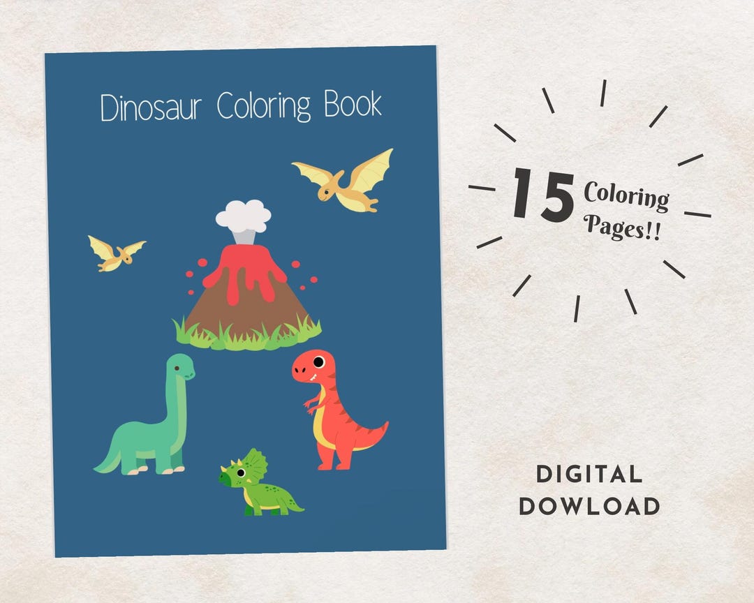 Simple Dinosaur Coloring Sheets - Etsy