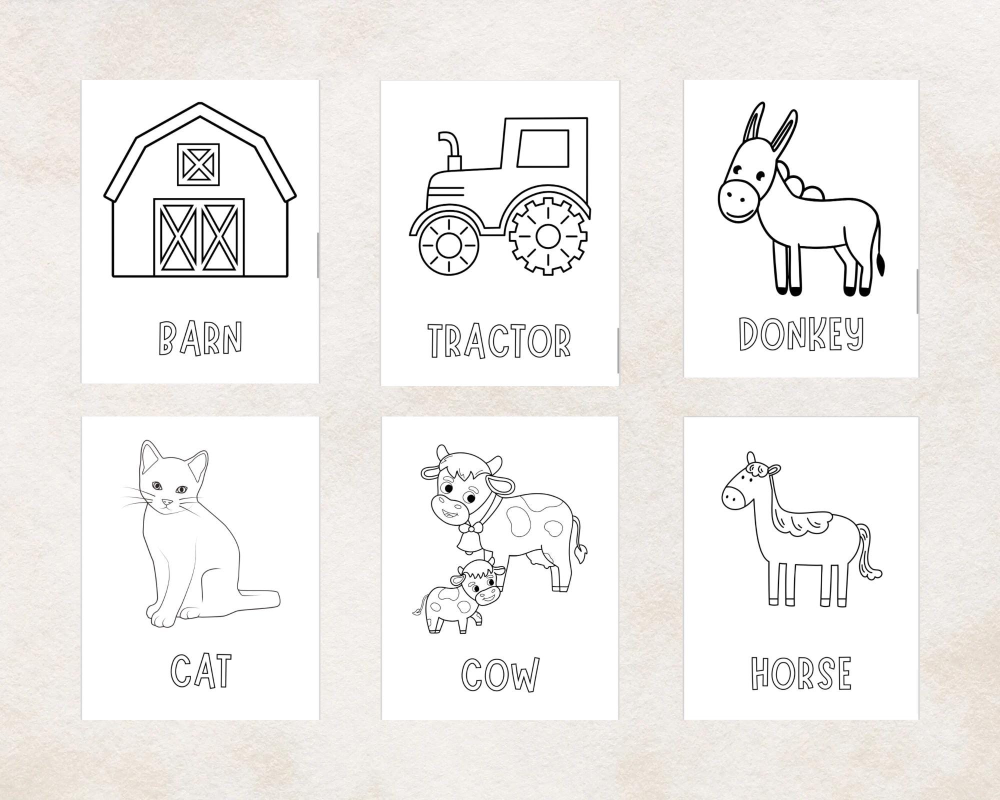 Simple Farm Animals Coloring Sheets - Etsy