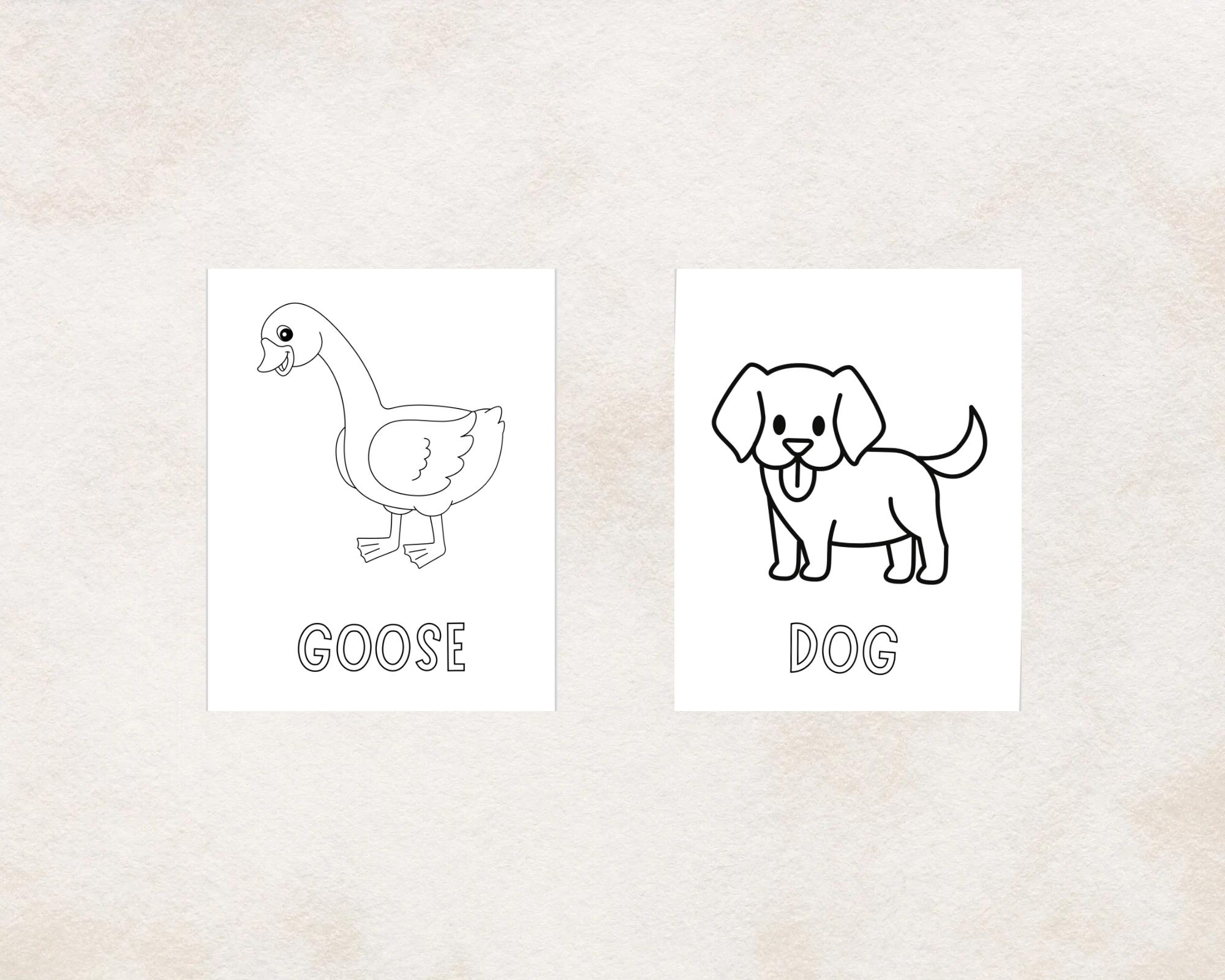 Simple Farm Animals Coloring Sheets - Etsy