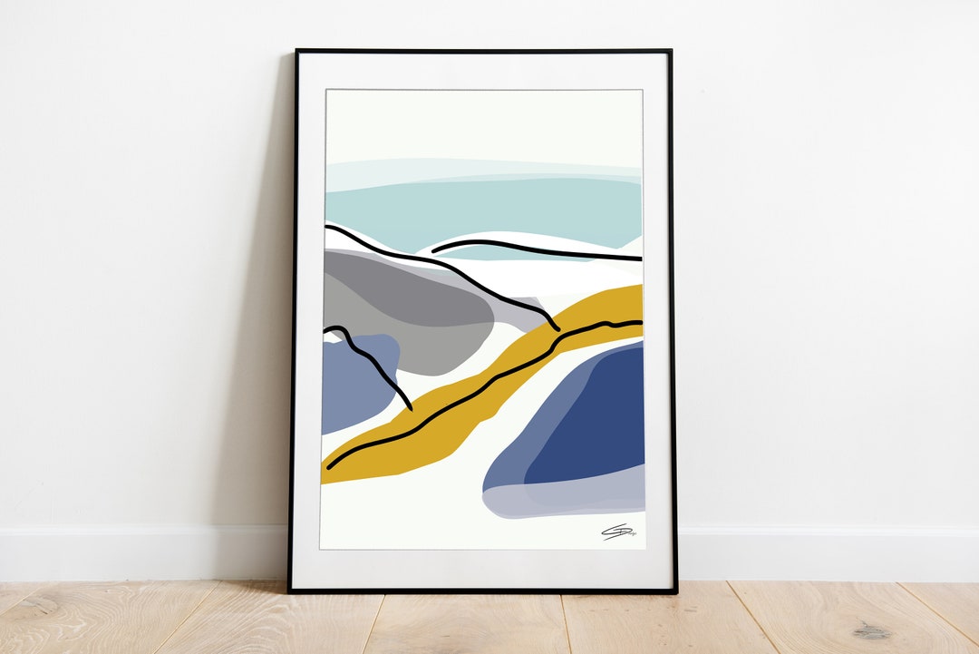 Abstract Contemporary Landscape Print - Minimalist - Line Art - Graphic ...