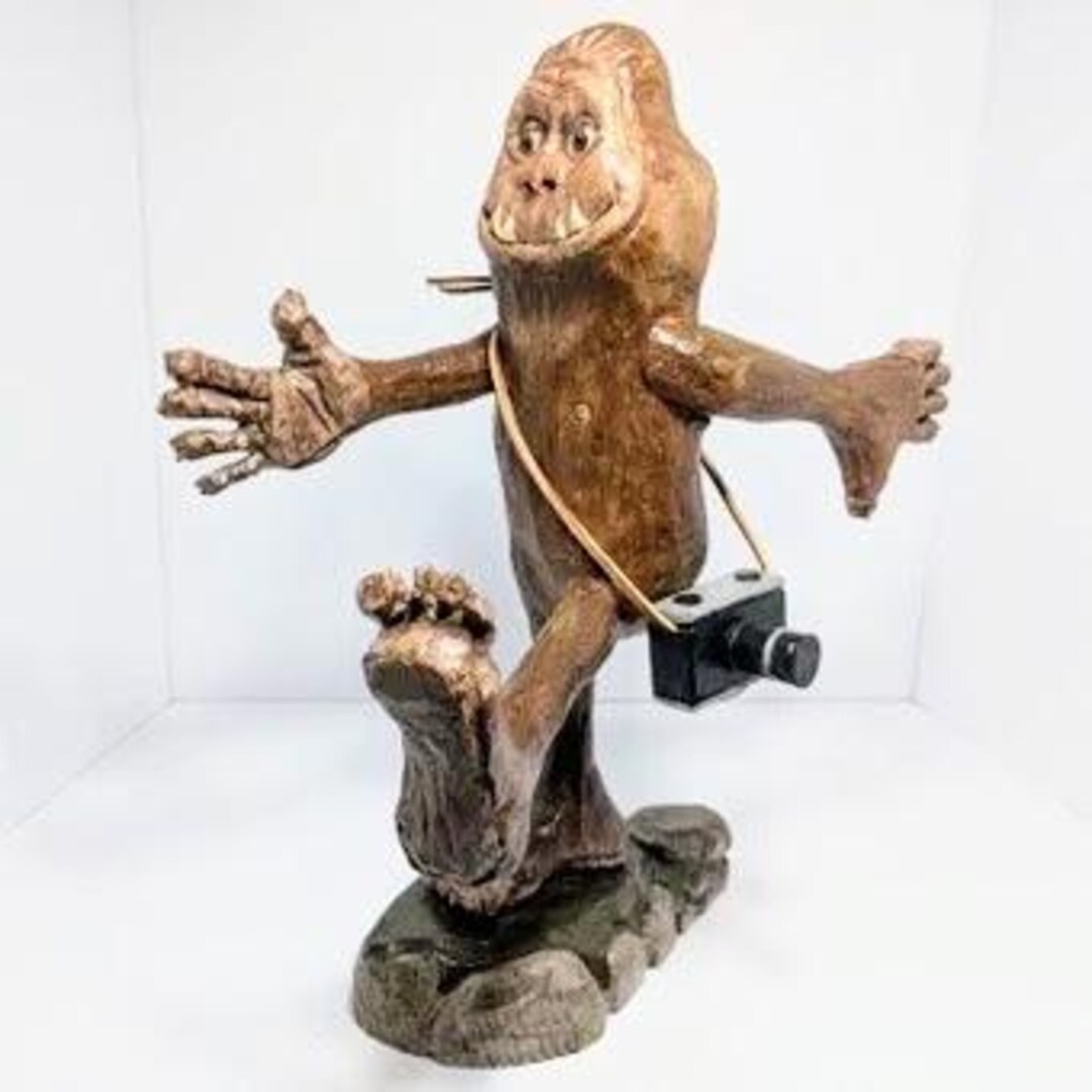 Hand Carved Bigfoot Halloween Decor Hand Painted Bigfoot Bigfoot Figure ...