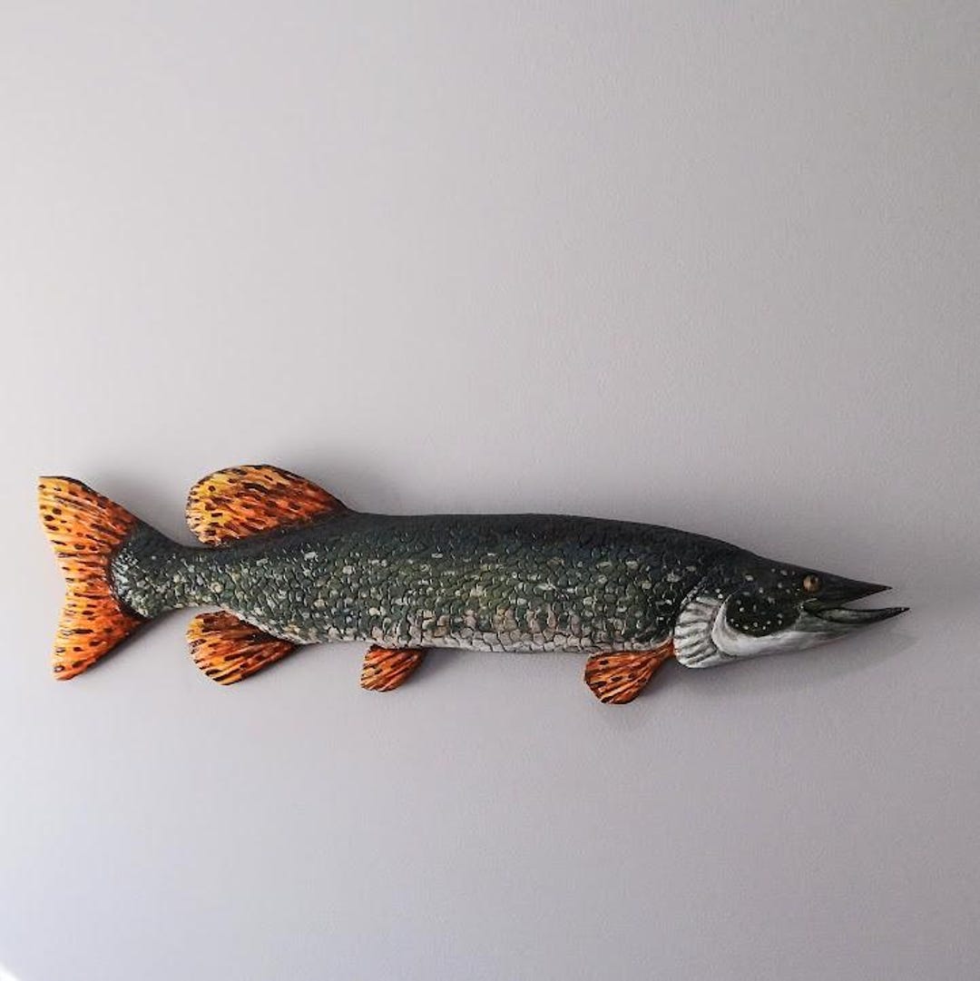 Hand Carved Northern Pike Wall Art: Signed, Hand Painted - Etsy