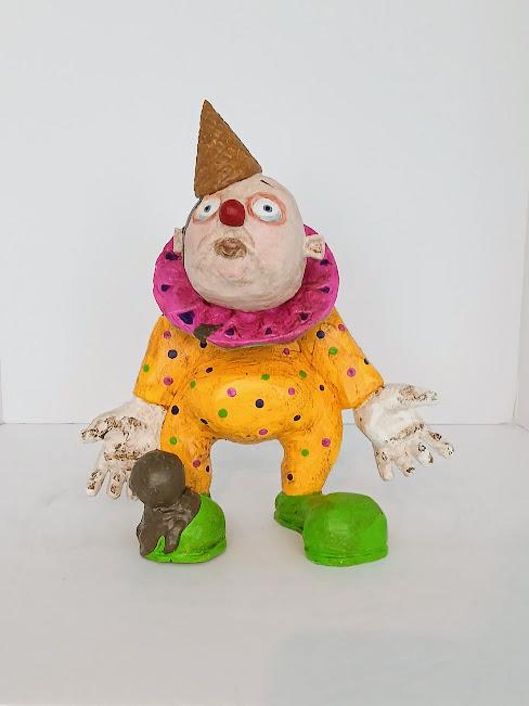 Hand Carved Clown Figurine Clown Statue Clown Decor Collectible Clown ...