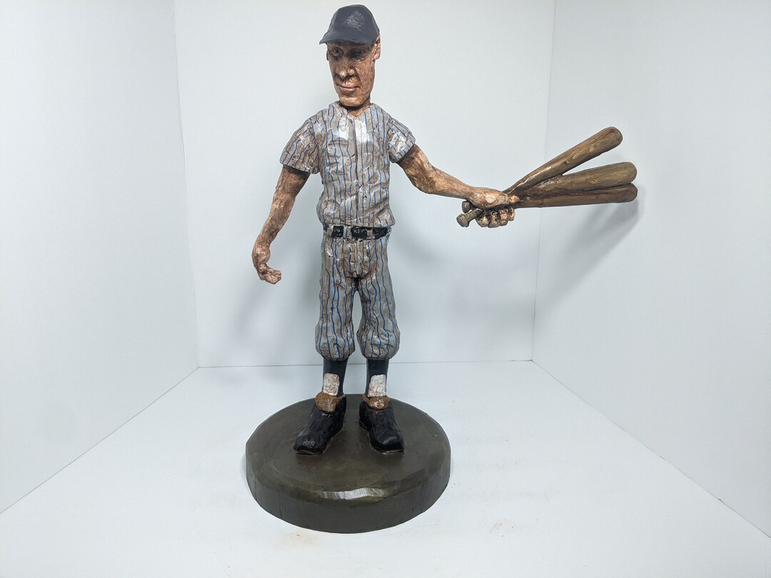 Hand Carved Wooden Baseball Player Baseball Batter Statue Gift for ...