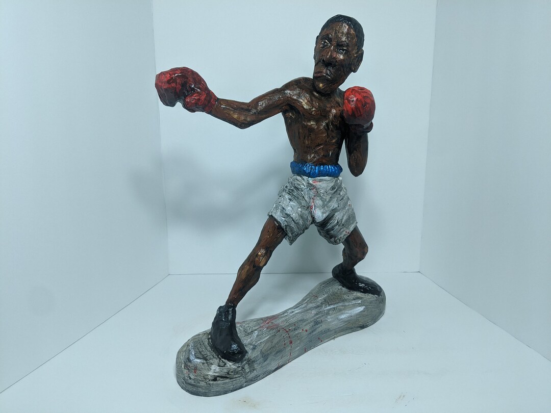 Hand Carved and Painted Boxer Carved Fighter Wooden Boxer Statue Boxing ...