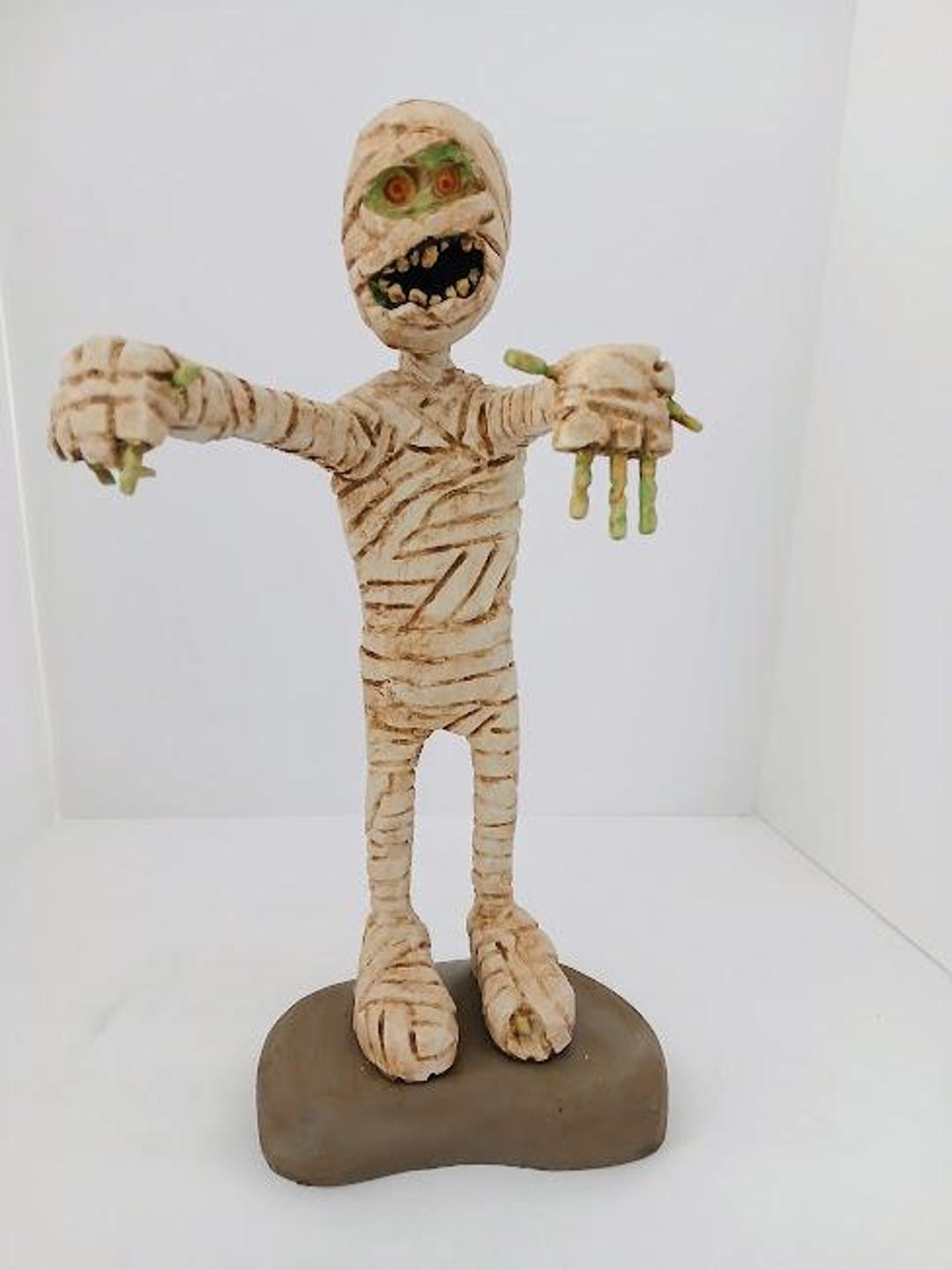 Halloween Decor Mummy Wood Carving Halloween Wood Carving Hand Carved ...