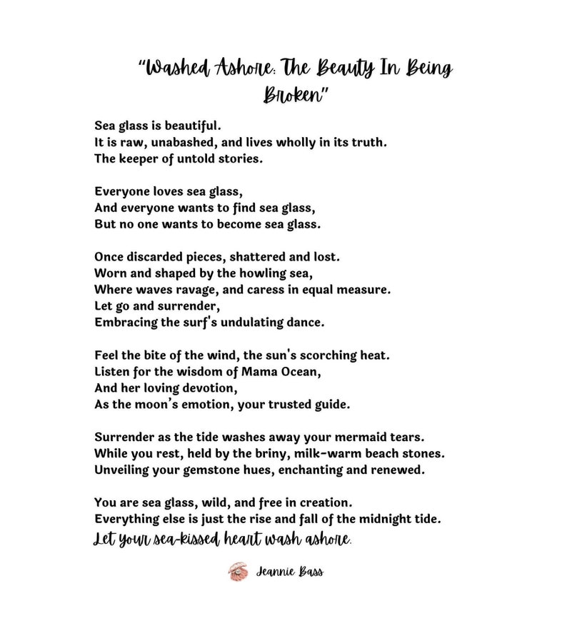 Washed Ashore: the Beauty of Being Broken, Sea Glass Poem, Digital ...