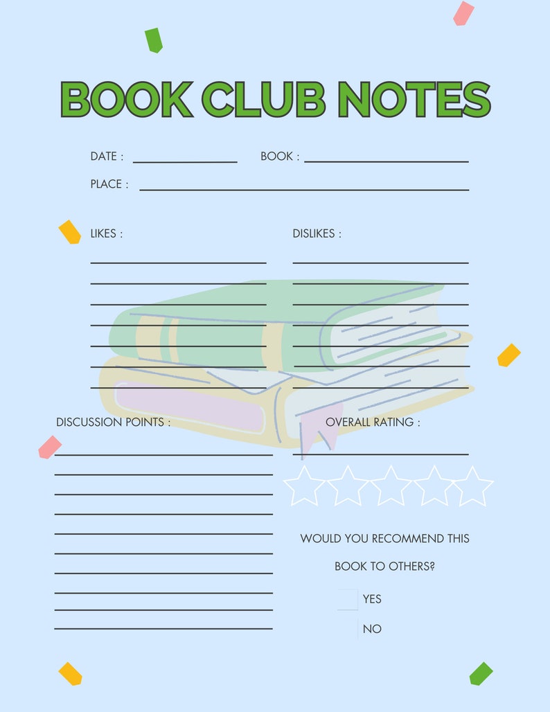 Book Club Notes Template | PRINTABLE | Book Review | Book Log | Book ...