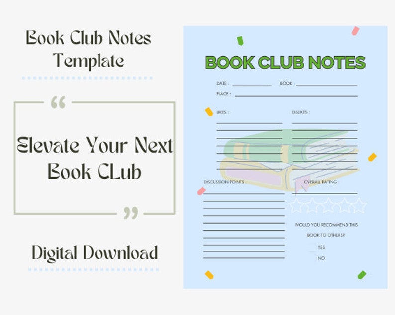 Book Club Notes Template | PRINTABLE | Book Review | Book Log | Book ...