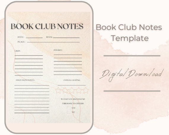 Book Club Notes Template Pink Minimalist Aesthetic PRINTABLE Digital ...