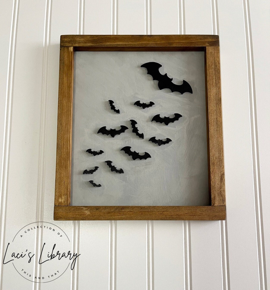 Flying Bat Sign Halloween Bat Sign Halloween Decor Framed - Etsy