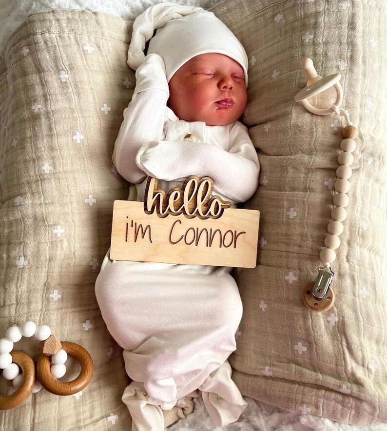 Baby Name Announcement Sign Birth Announcement Newborn Photo - Etsy