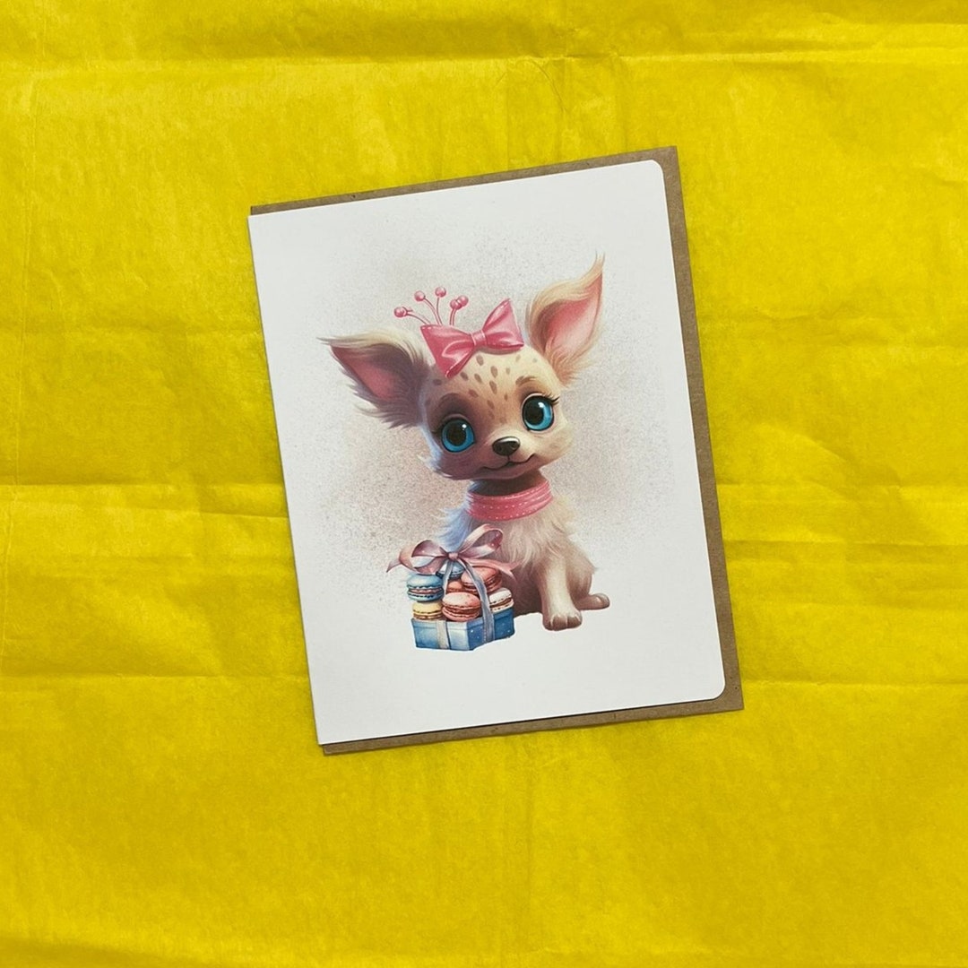 Cute Puppy Greeting Card, Simple Greeting Card, Card With Envelope, Any ...
