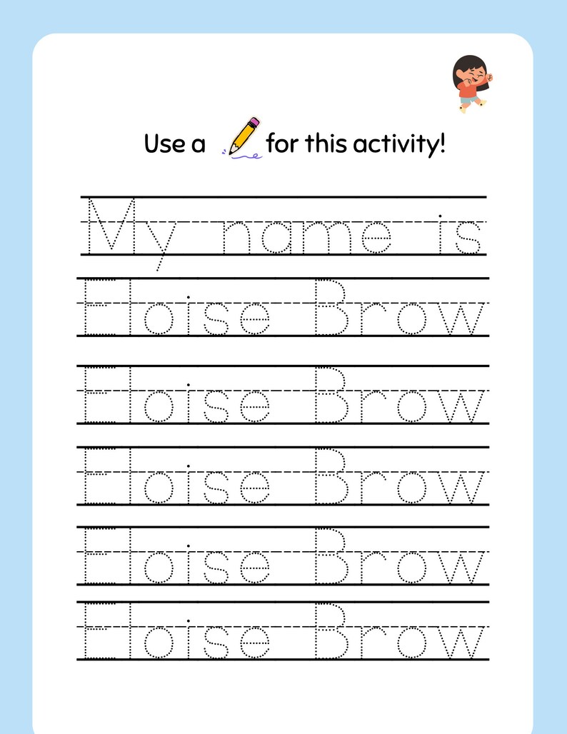 Custom Name Tracing Practice Sheets Using 4 Different Fonts - Etsy