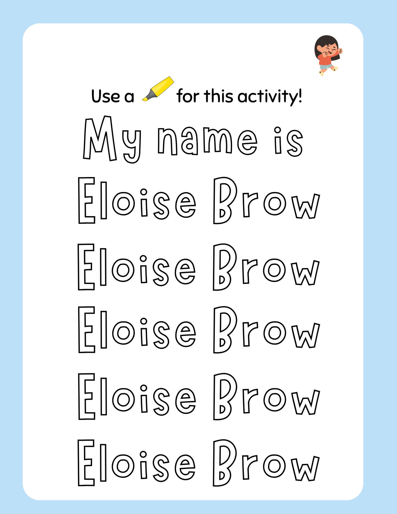 Custom Name Tracing Practice Sheets Using 4 Different Fonts - Etsy