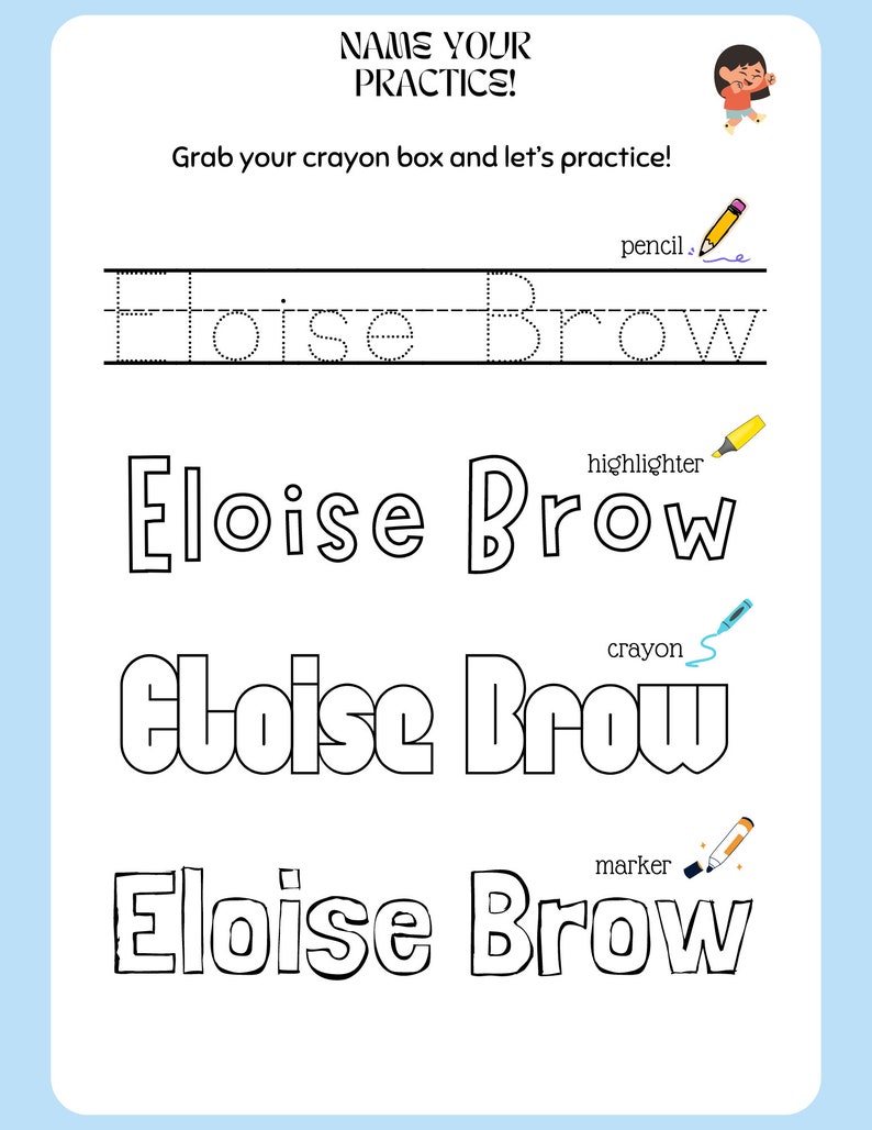 Custom Name Tracing Practice Sheets Using 4 Different Fonts - Etsy