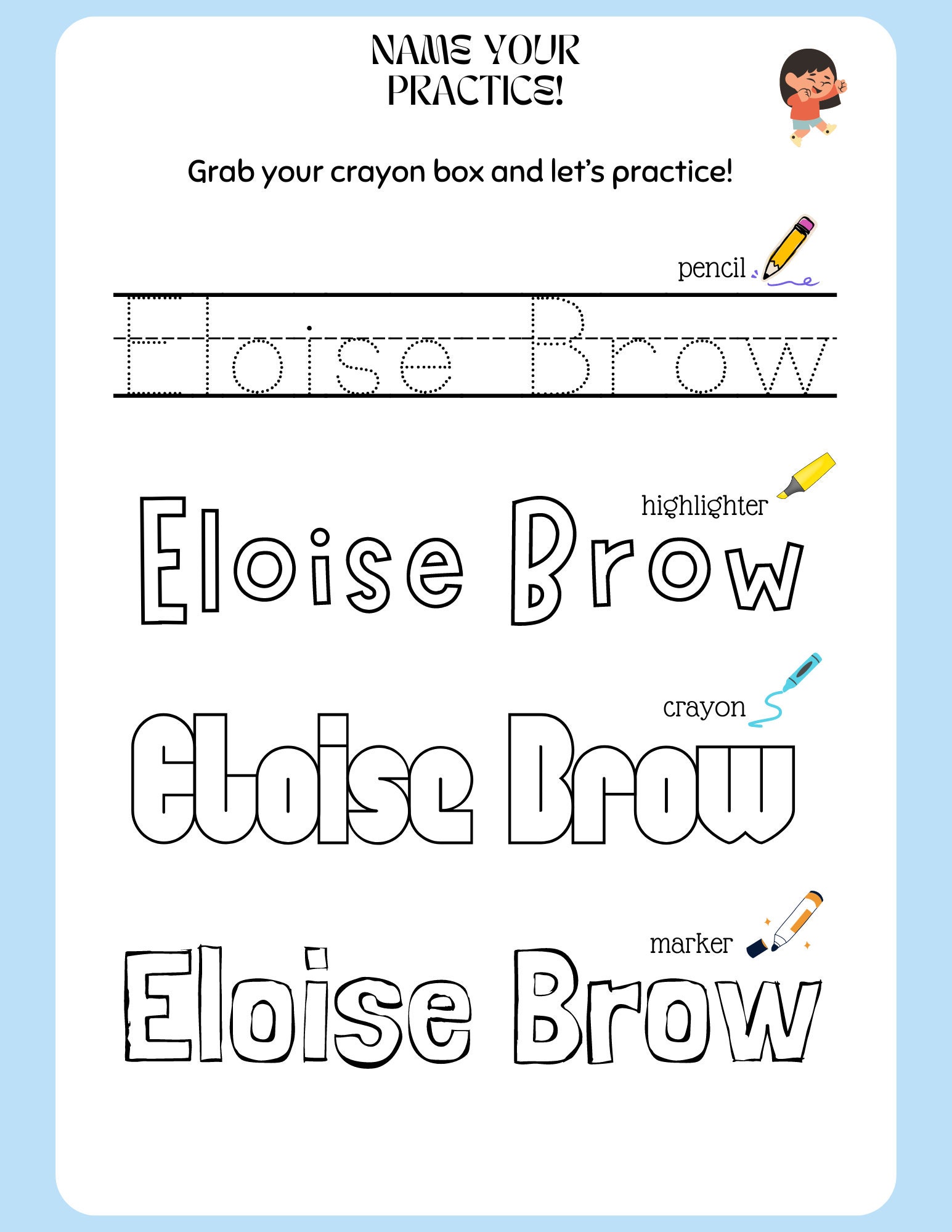 Custom Name Tracing Practice Sheets Using 4 Different Fonts - Etsy