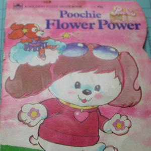 Retro Poochie Flower Power Golden Fuzzy Shape Book Rare 1983 Mattel - Etsy