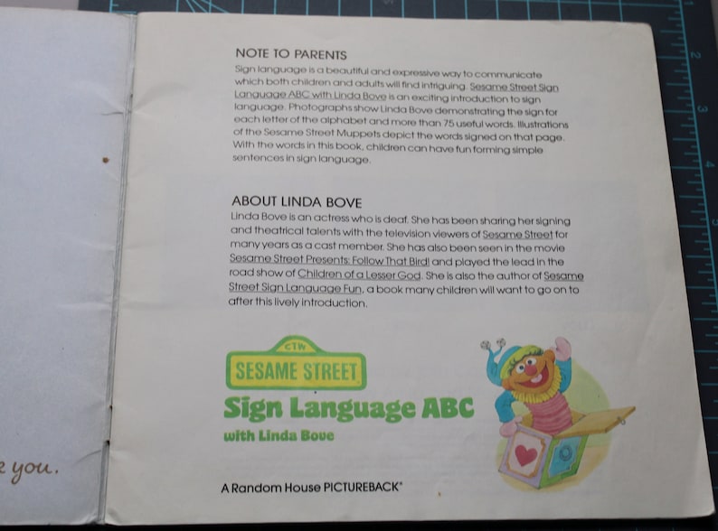 Sesame Street Sign Language ABC With Linda Bove Softcover 1985 - Etsy