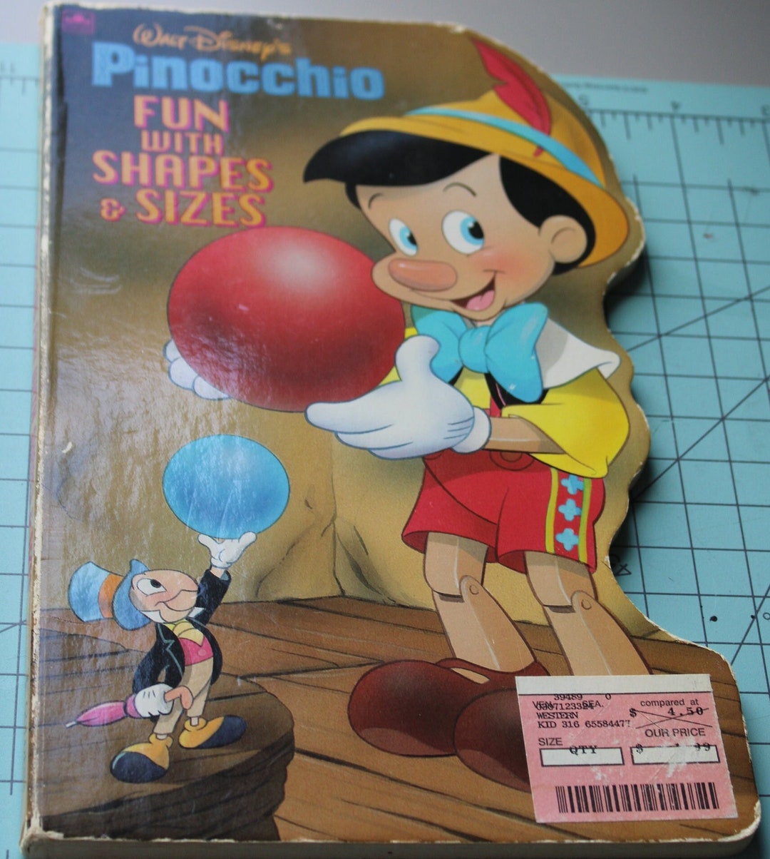 Walt Disney's Pinocchio Fun With Shapes & Sizes Golden Board Book 1992 ...
