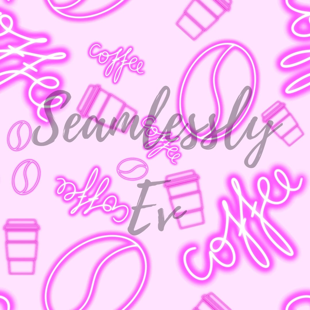 Neon Coffee, Neon Coffee Seamless Pattern, Coffee Seamless, Girly ...
