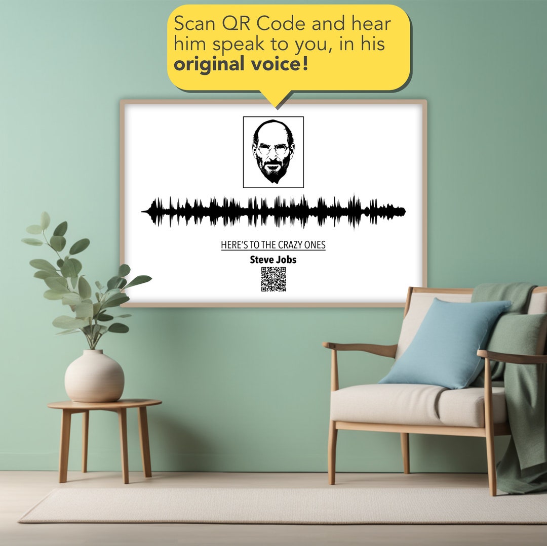 Steve Jobs Famous Speech Spotify Plaque Soundwave Art QR Code Printable ...
