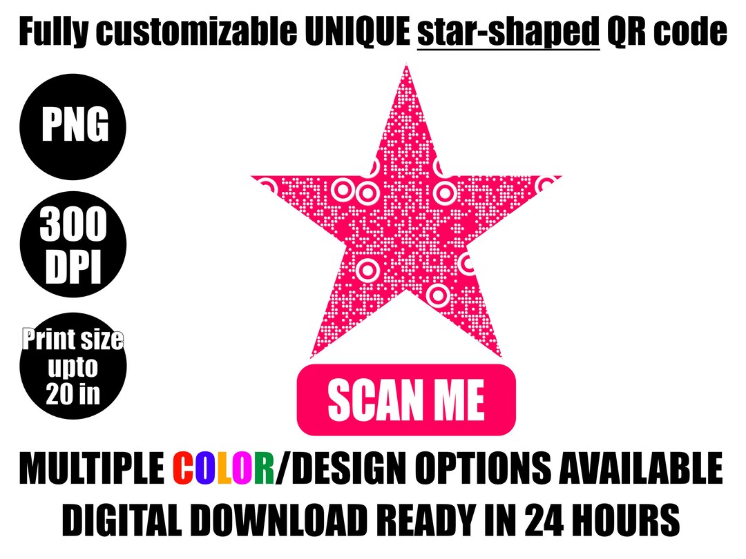 Star Shaped QR Code in 24 Hrs Digital Download Best Selling - Etsy