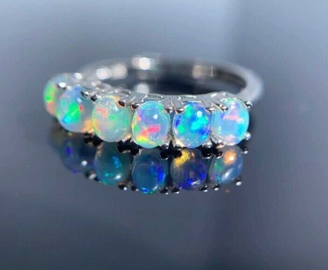 Opal Stacking Ring Silver Opal Ring Fire Opal Ring Gold - Etsy