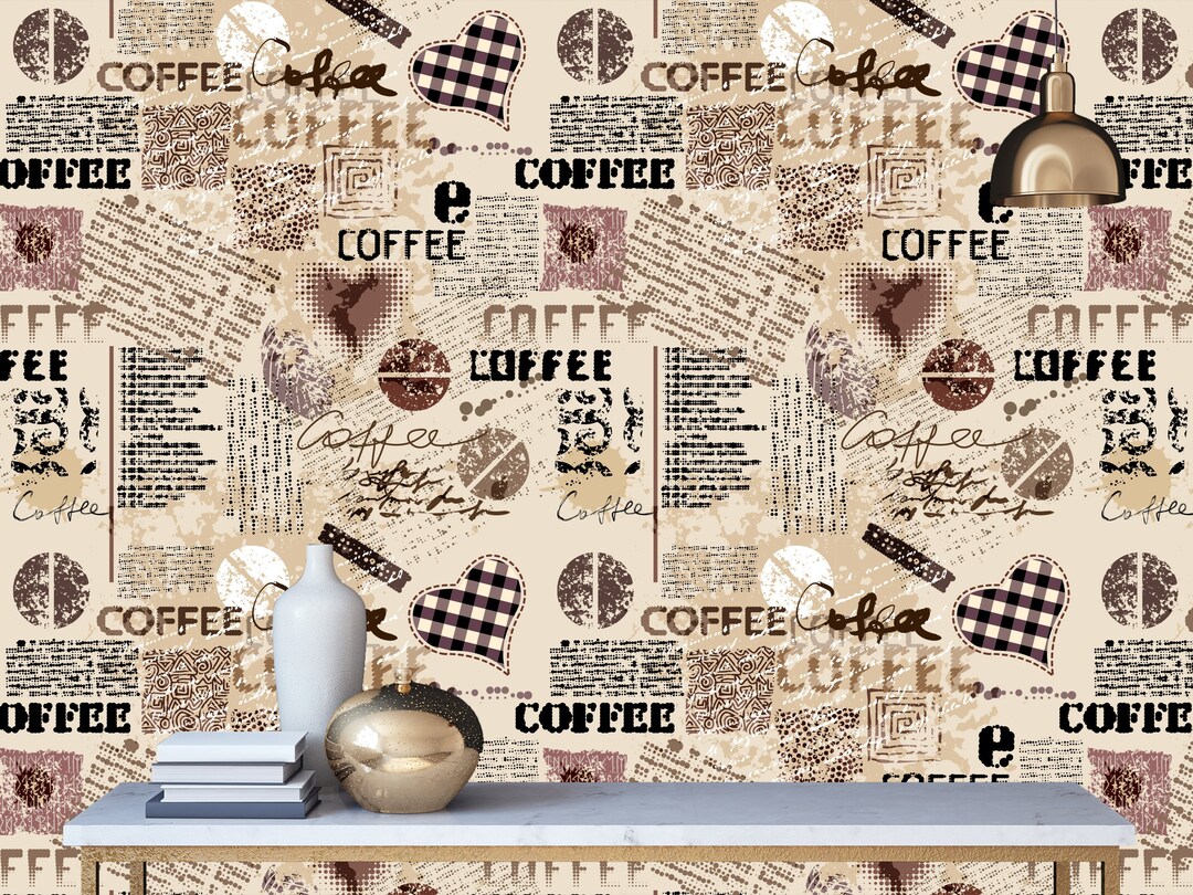 Kitchen Coffee Wallpaper Peel and Stick Fabric, Self Adhesive Wallpaper ...