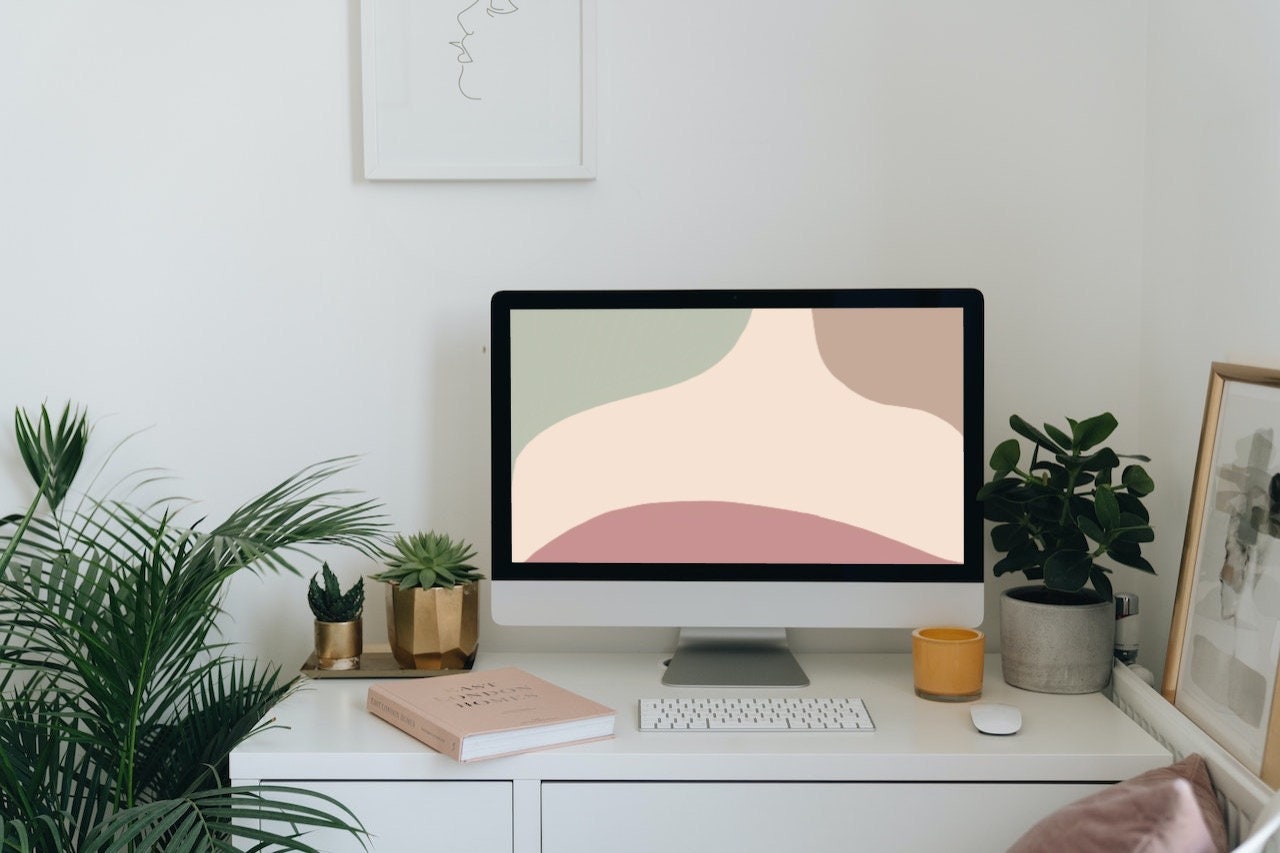 Set of 4 Aesthetic Desktop Wallpaper | Minimalist | Neutral Wallpaper ...