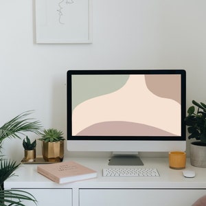 Set of 4 Aesthetic Desktop Wallpaper | Minimalist | Neutral Wallpaper ...
