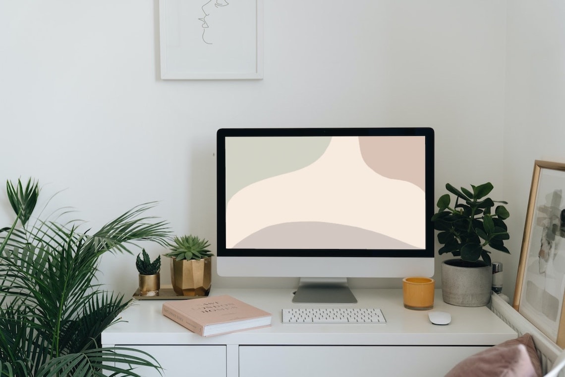 Set of 4 Aesthetic Desktop Wallpaper | Minimalist | Neutral Wallpaper ...
