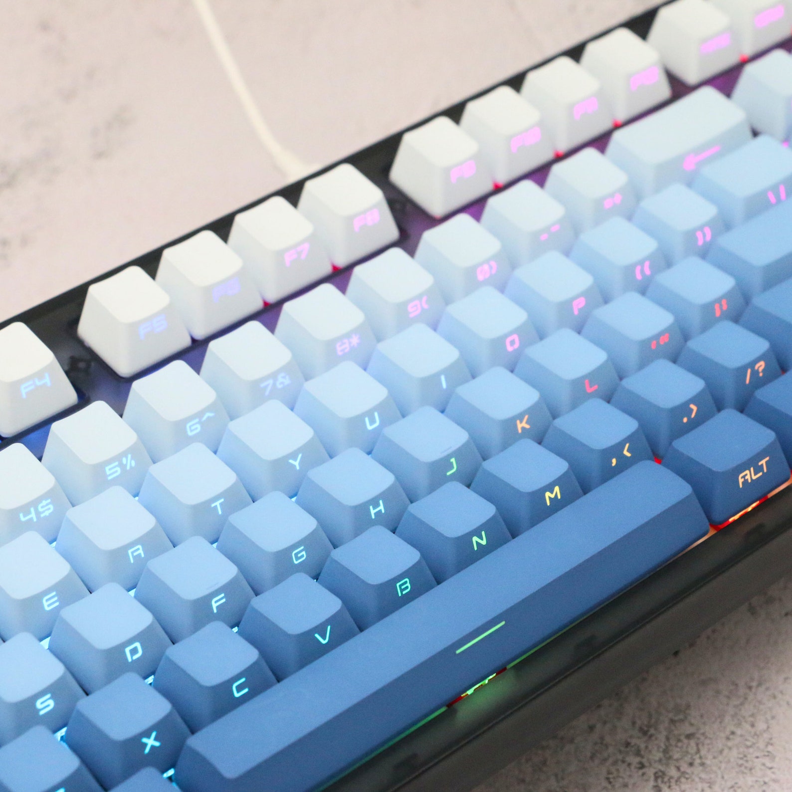 Gradient Fog Blue Translucent Cute Keycap Set PBT Keycap - Etsy