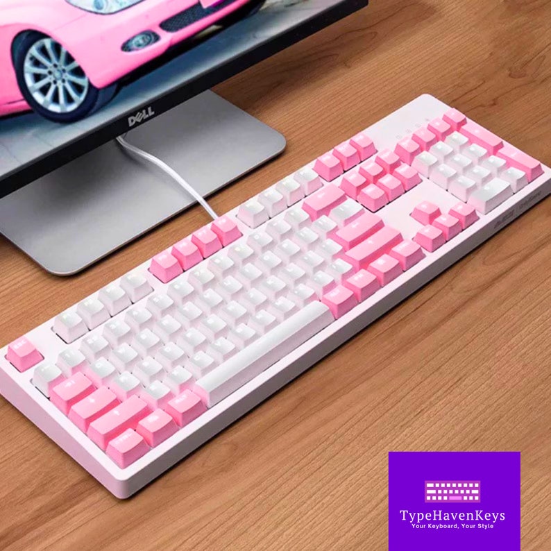 Sky Blue, Purple/pink Pastel Minimalistic Keycap Keyboard Set, Cherry ...