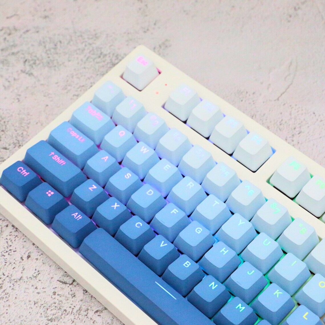 Gradient Fog Blue Translucent Cute Keycap Set PBT Keycap - Etsy