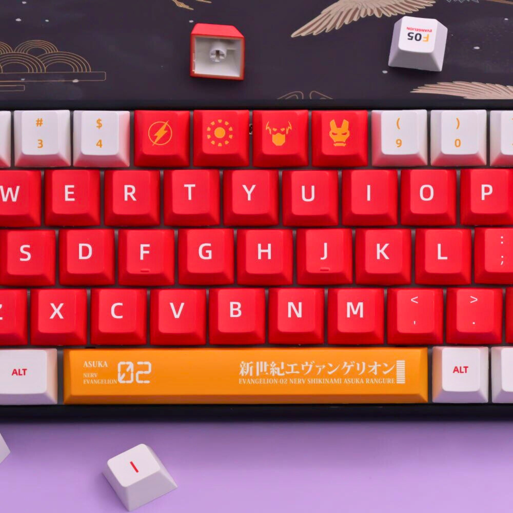 Eva Unit-02 Custom Keycap Set, Cherry MX Keycaps, Gaming Keycaps, PBT ...
