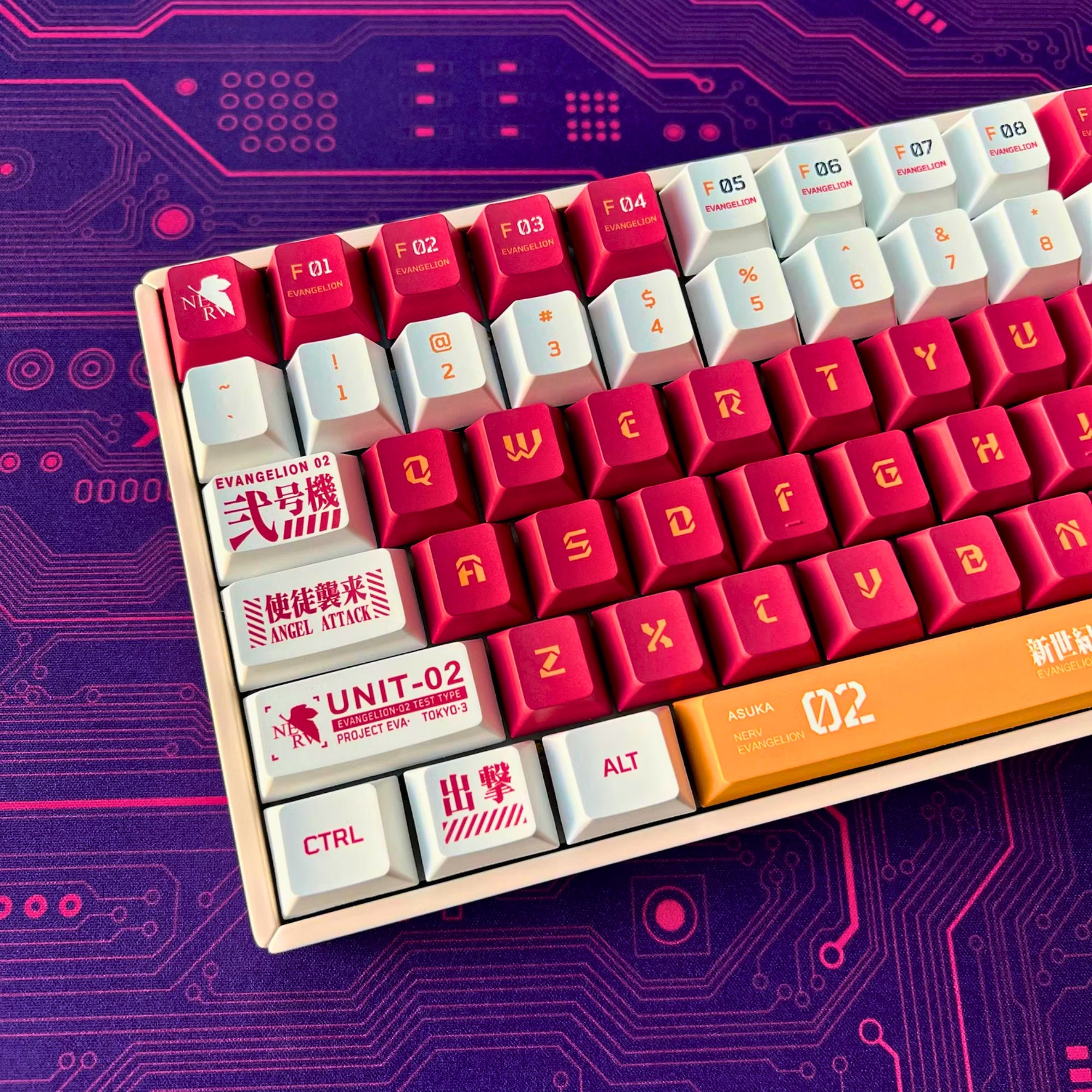 Eva Unit-02 Custom Keycap Set, Cherry MX Keycaps, Gaming Keycaps, PBT ...