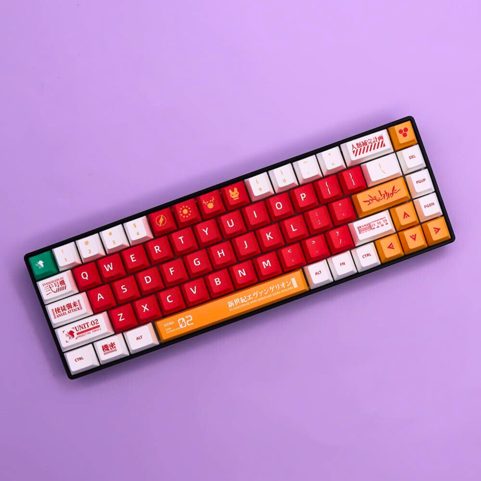 Eva Unit-02 Custom Keycap Set, Cherry MX Keycaps, Gaming Keycaps, PBT ...