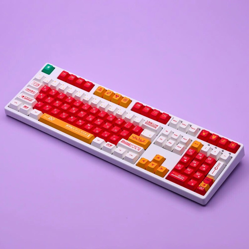 Eva Unit-02 Custom Keycap Set, Cherry MX Keycaps, Gaming Keycaps, PBT ...