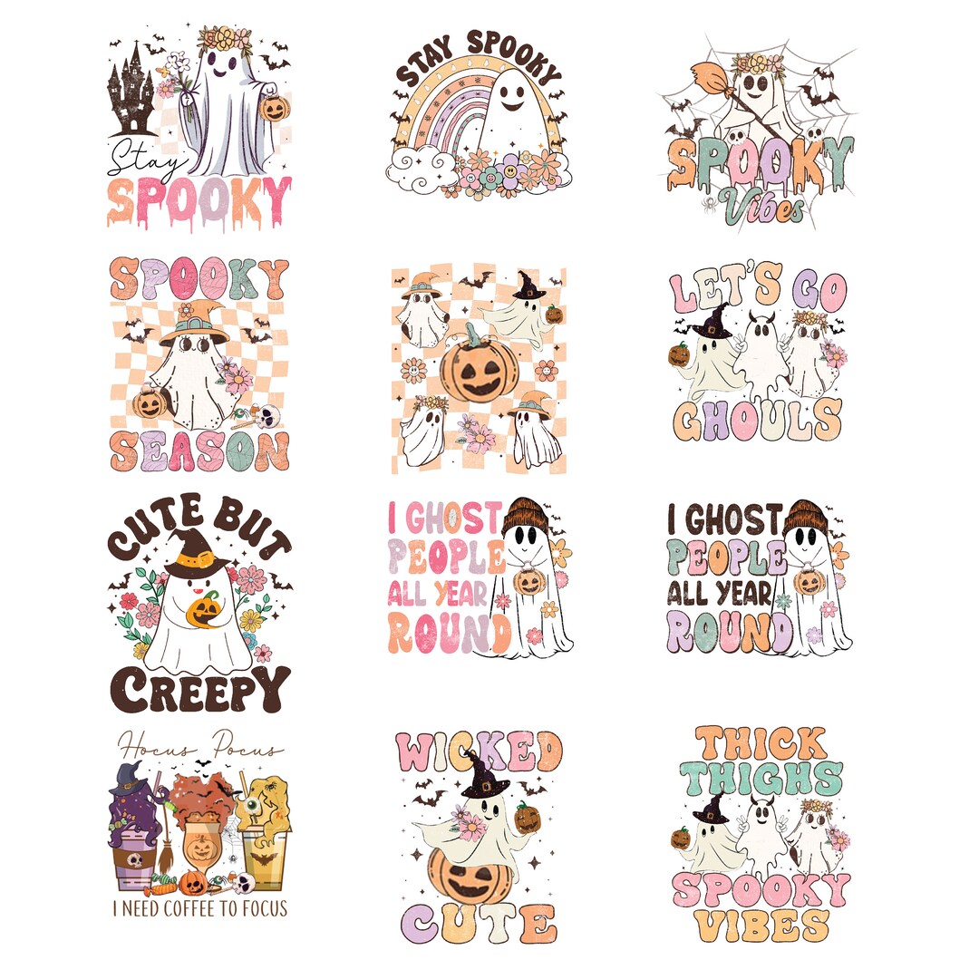 Retro Halloween Bundle PNG SVG, Halloween Vector, Ghost PNG Svg ...
