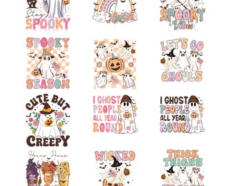 Retro Halloween Bundle PNG SVG, Halloween Vector, Ghost PNG Svg ...