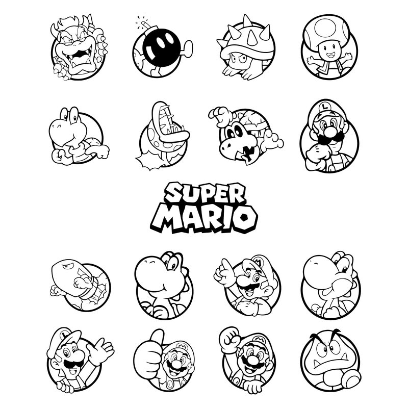 Super Mario Outline - Etsy