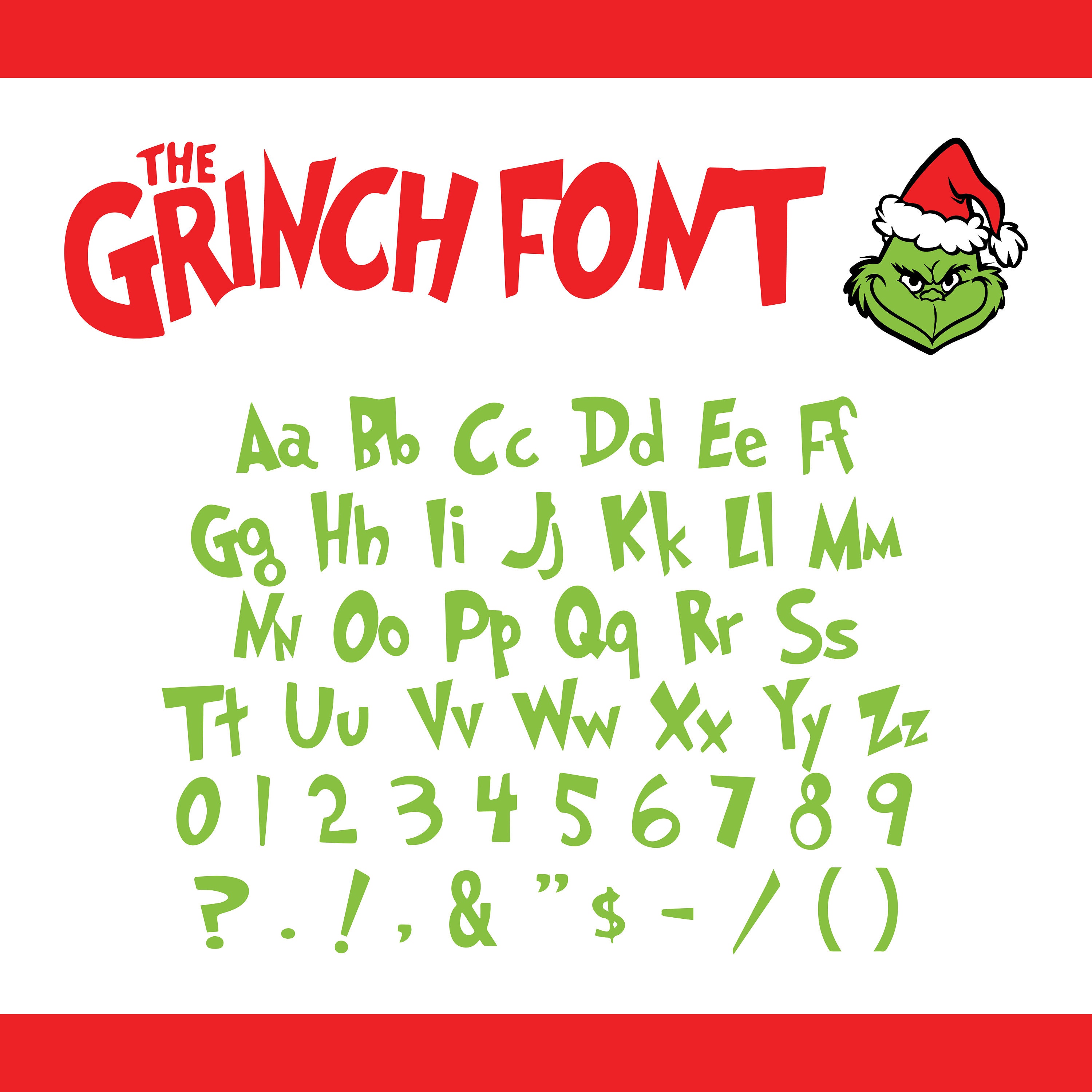 Grinch Font SVG Grinch Face Svg Grinch Hand Grinch - Etsy Canada