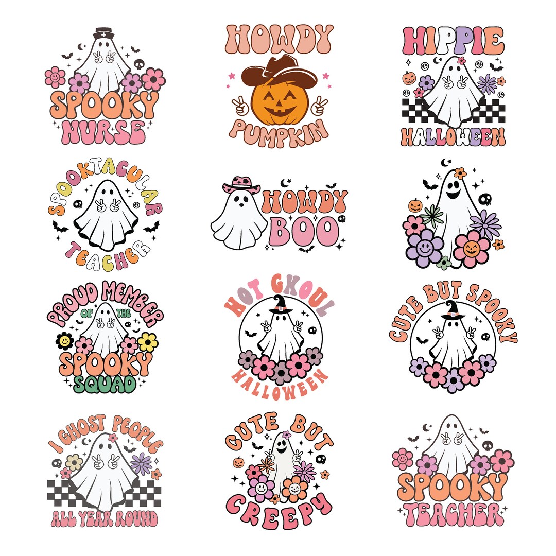 Retro Halloween Bundle PNG SVG, Halloween Vector, Ghost PNG Svg ...