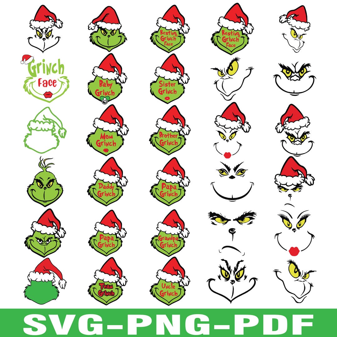 Cara de Grinch Svg, Mano de Grinch, Paquete SVG de Grinch, Adorno de ...