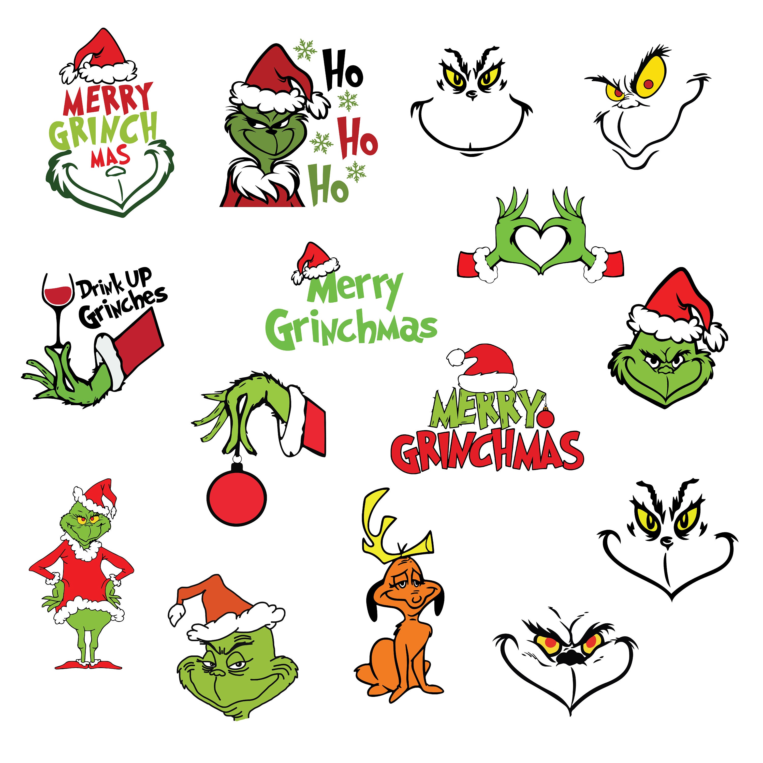 Grinch Cara Svg Grinch Mano Grinch SVG Paquete Adorno - Etsy México