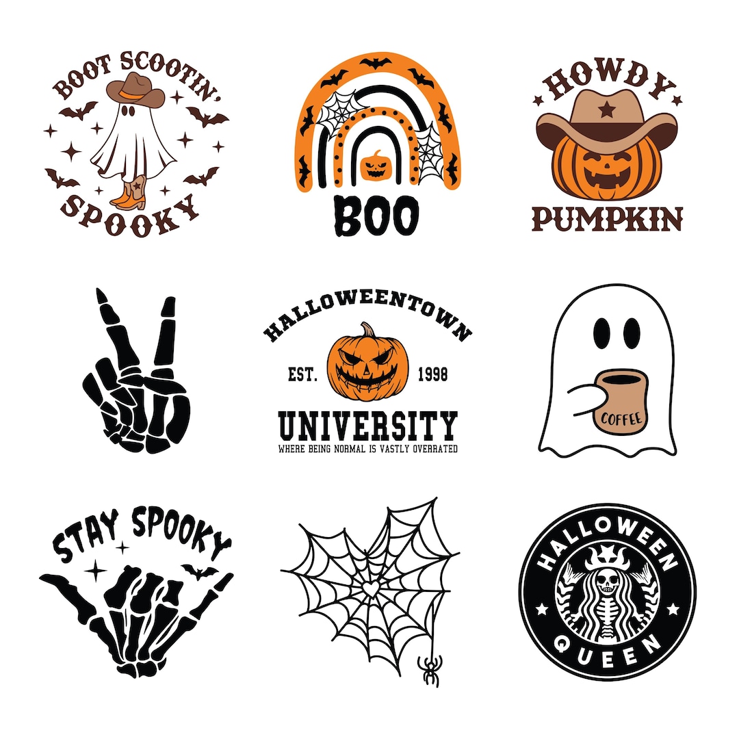 Retro Halloween Bundle PNG SVG, Halloween Vector, Ghost PNG Svg ...
