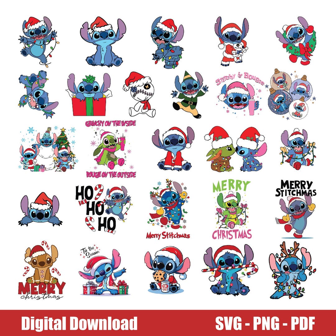 Christmas Stitch Svg, Christmas Cartoon Svg, Stitch Clipart, Christmas ...