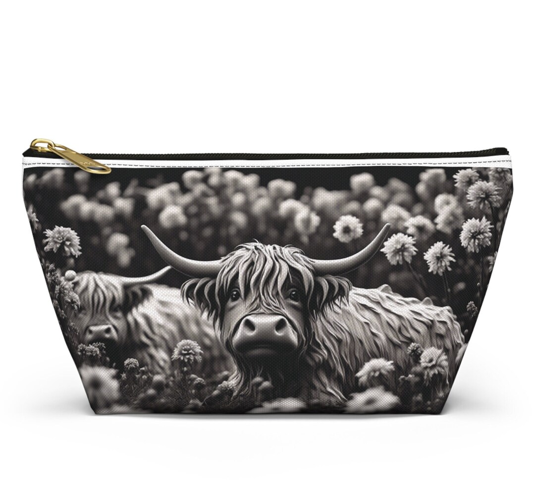 Highland Cow Bag, Highland Cattle Print, Makeup Bag, Cow Lover, Cute ...